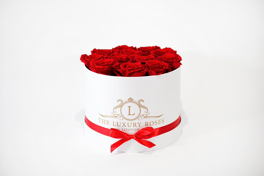 white-medium-12-red-roses - Preserved Rose Arrangements & Delivery ...