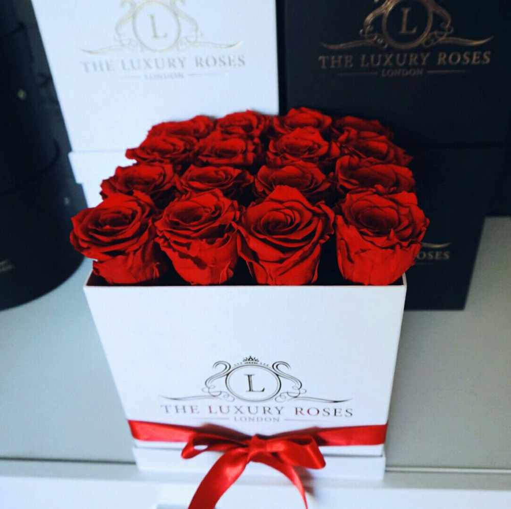 white-sq-16-roses - Preserved Rose Arrangements & Delivery | The Luxury ...