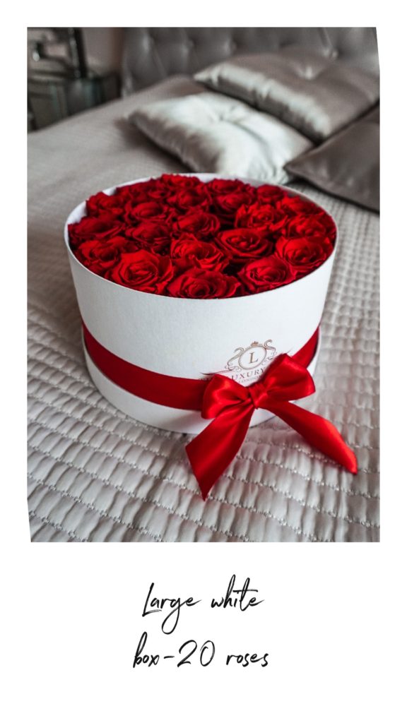 Large white box of infinity roses - Preserved Rose Arrangements ...